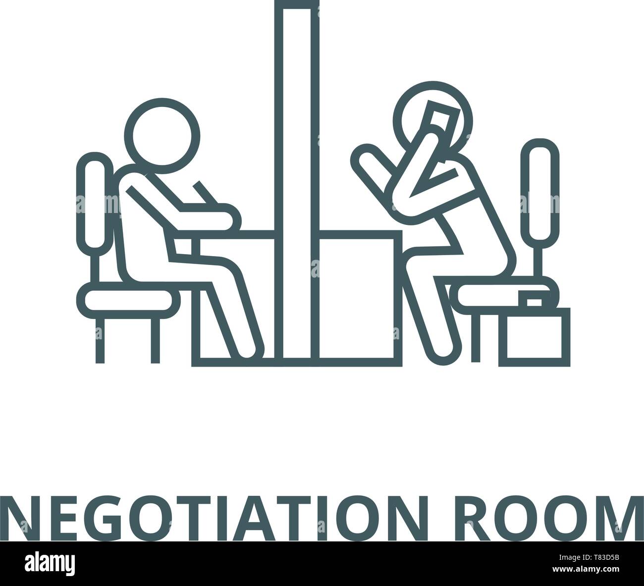 Negotiation room, coworking office vector line icon, linear concept ...
