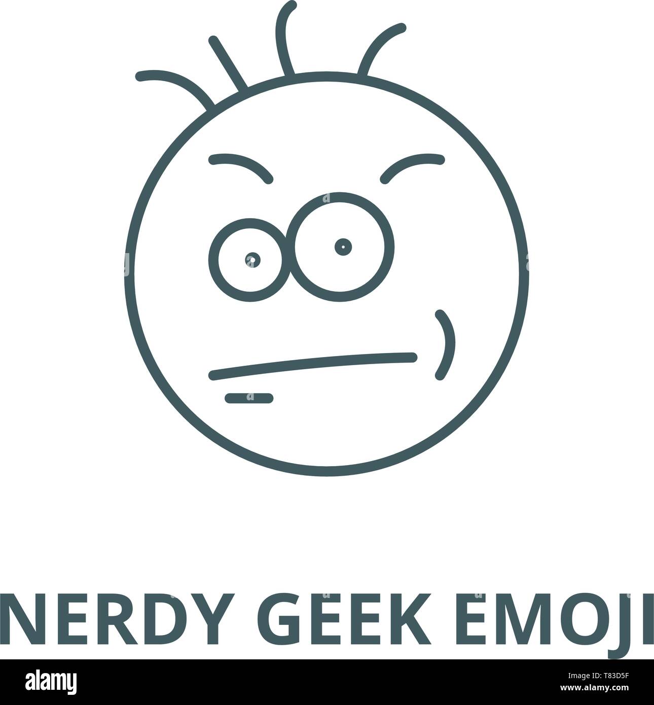 Nerdy geek emoji vector line icon, linear concept, outline sign, symbol ...