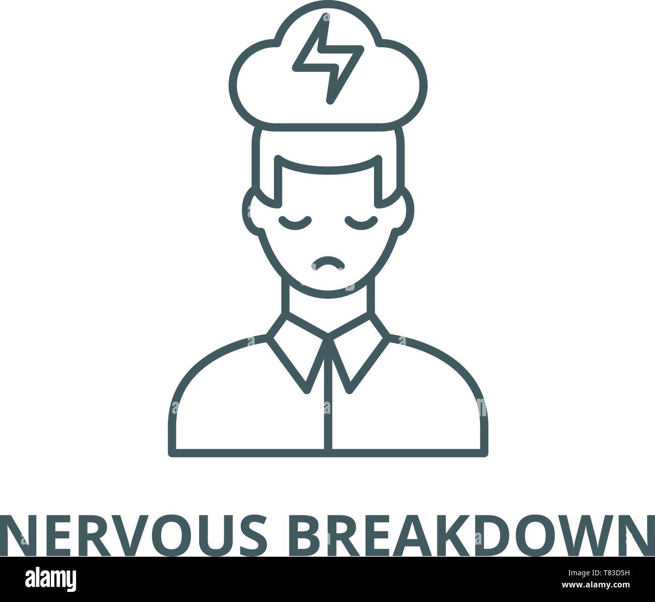 Nervous breakdown vector line icon, linear concept, outline sign, symbol Stock Vector Image ...