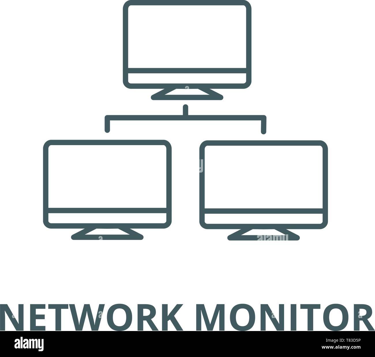 Network monitor vector line icon, linear concept, outline sign, symbol ...