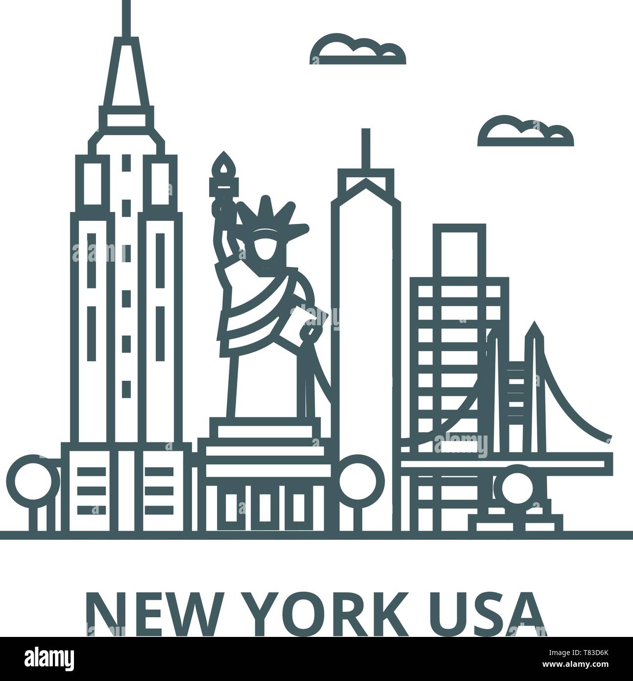 New york usa vector line icon, linear concept, outline sign, symbol ...