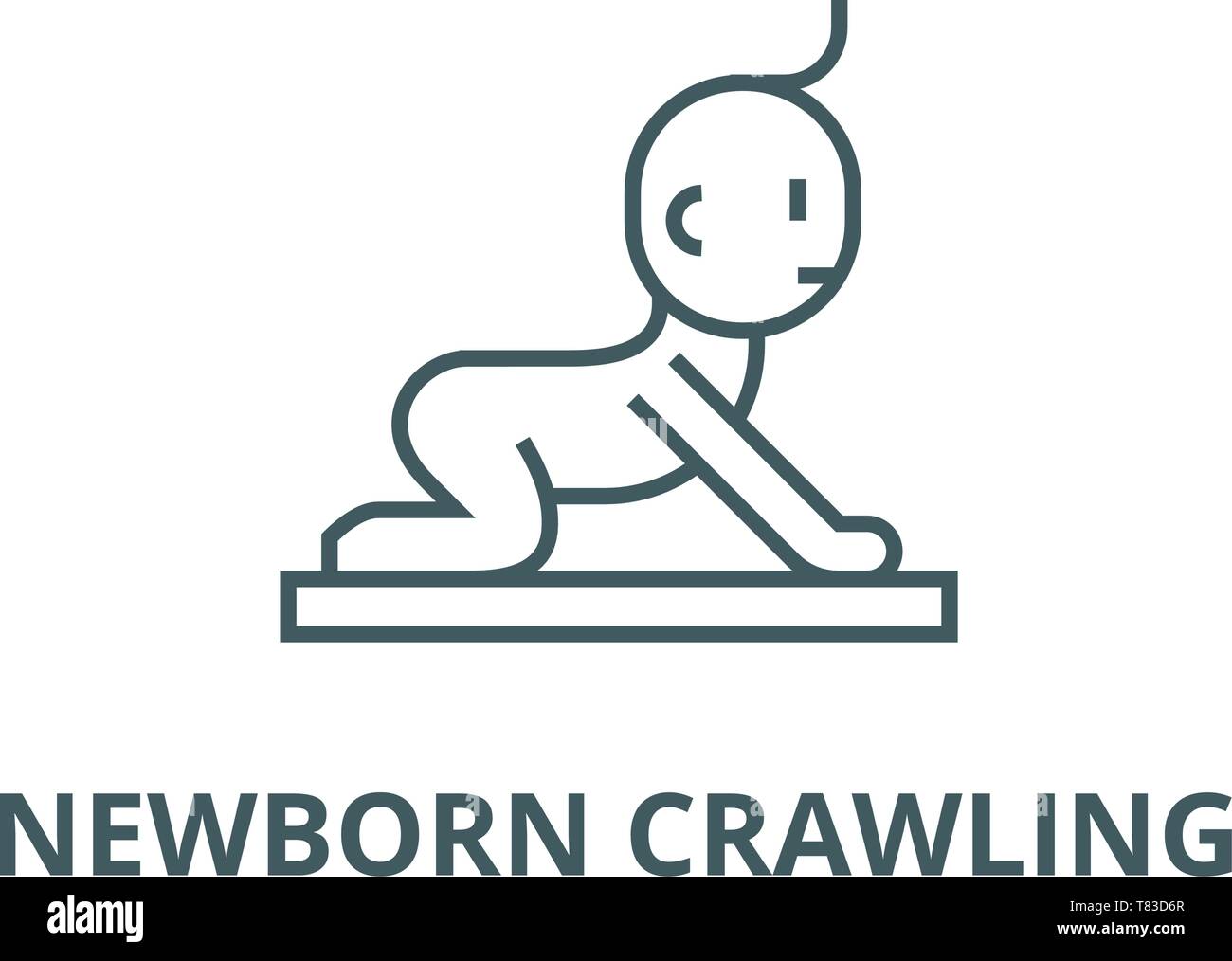 Newborn crawling vector line icon, linear concept, outline sign, symbol ...