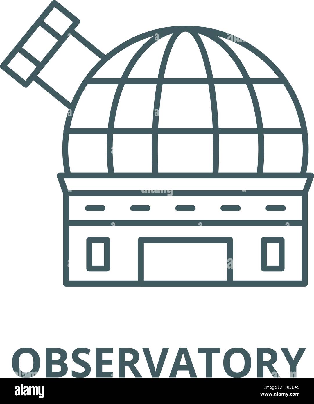 Observatory vector line icon, linear concept, outline sign, symbol ...