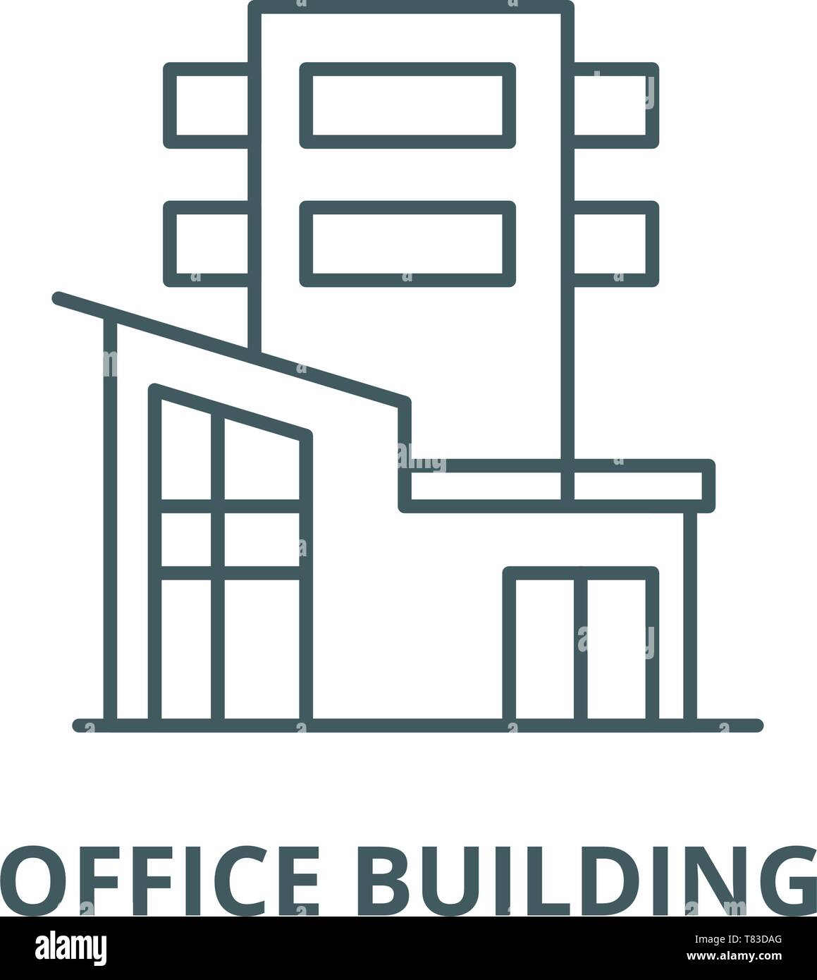 Office building vector line icon, linear concept, outline sign, symbol ...