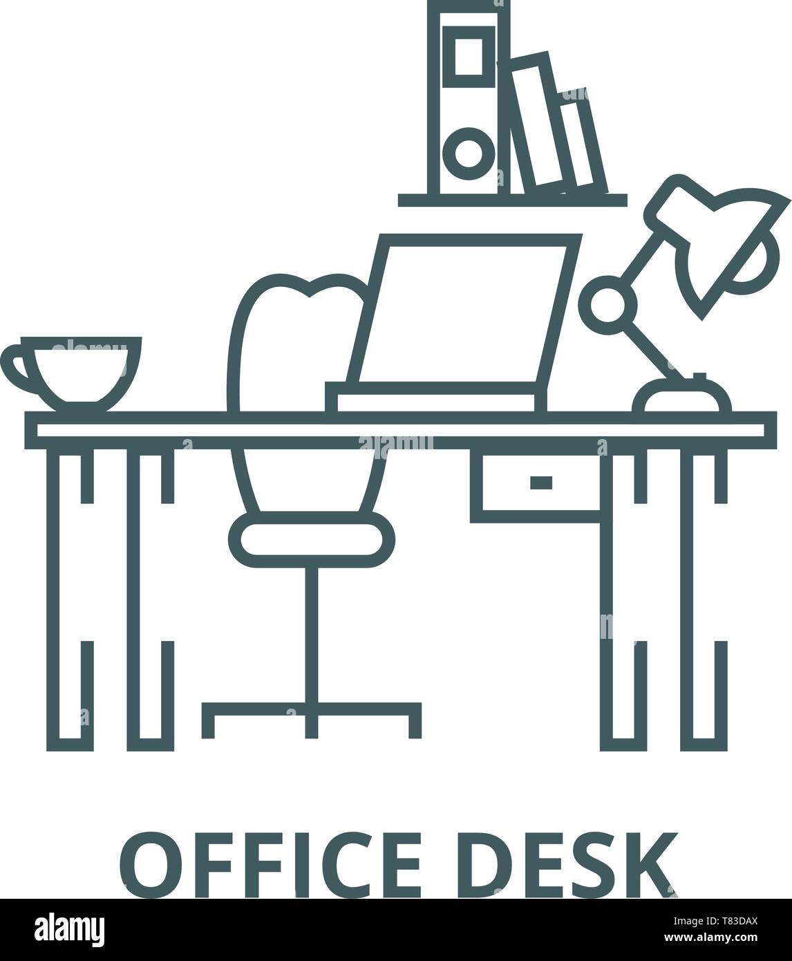 Office desk,home desk vector line icon, linear concept, outline sign ...