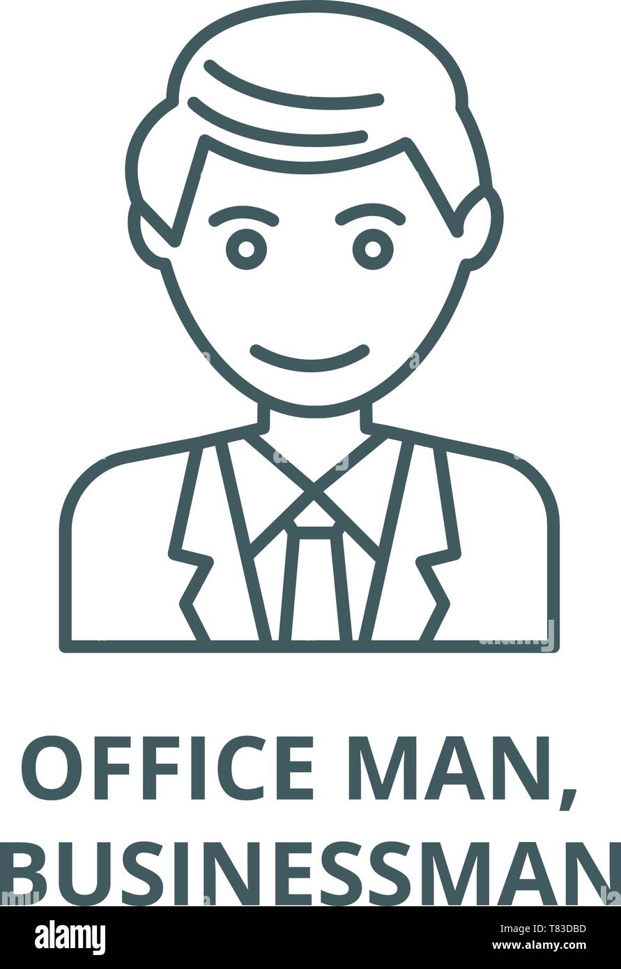Office man, businessman vector line icon, linear concept, outline sign ...