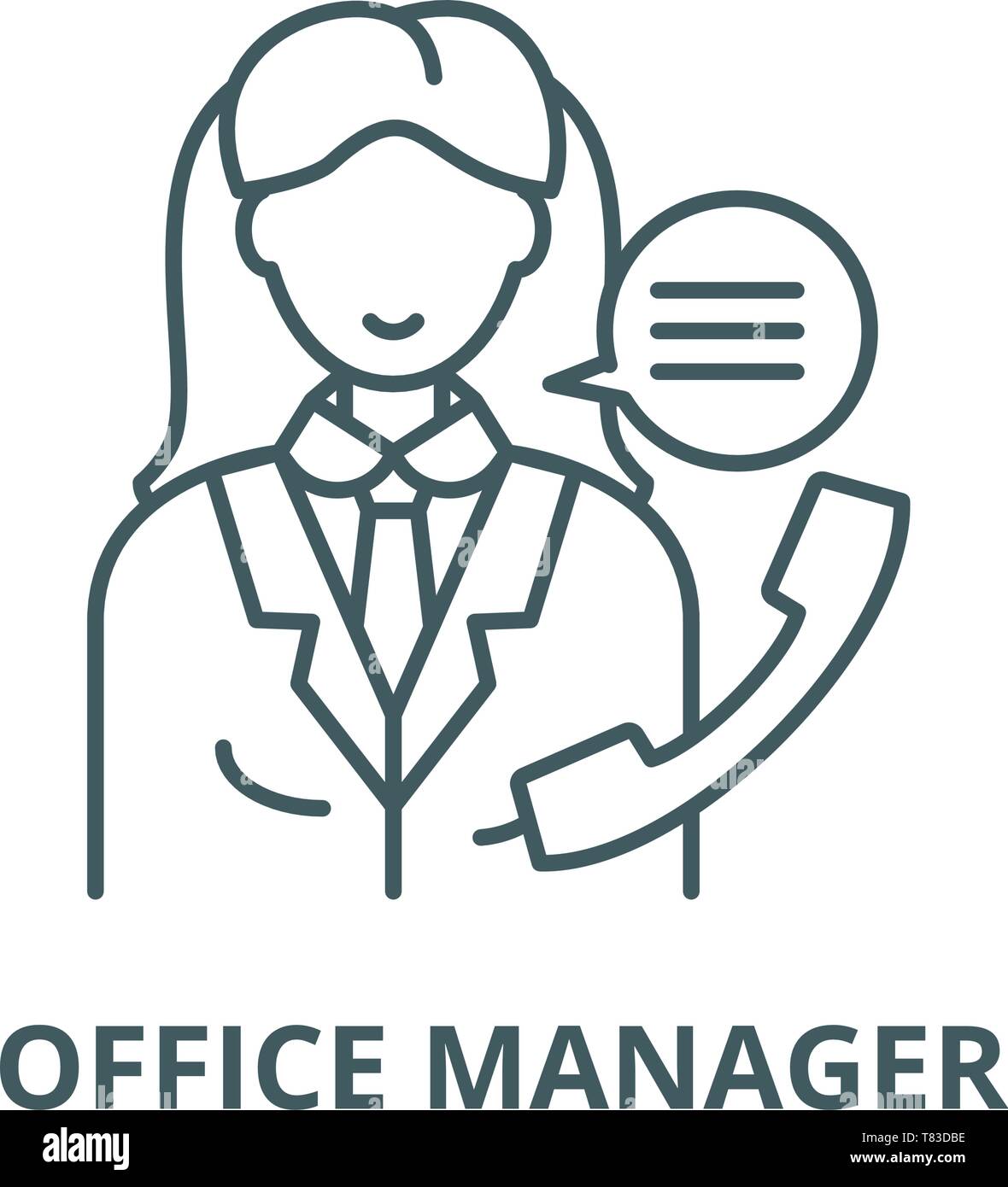 Office manager vector line icon, linear concept, outline sign, symbol ...