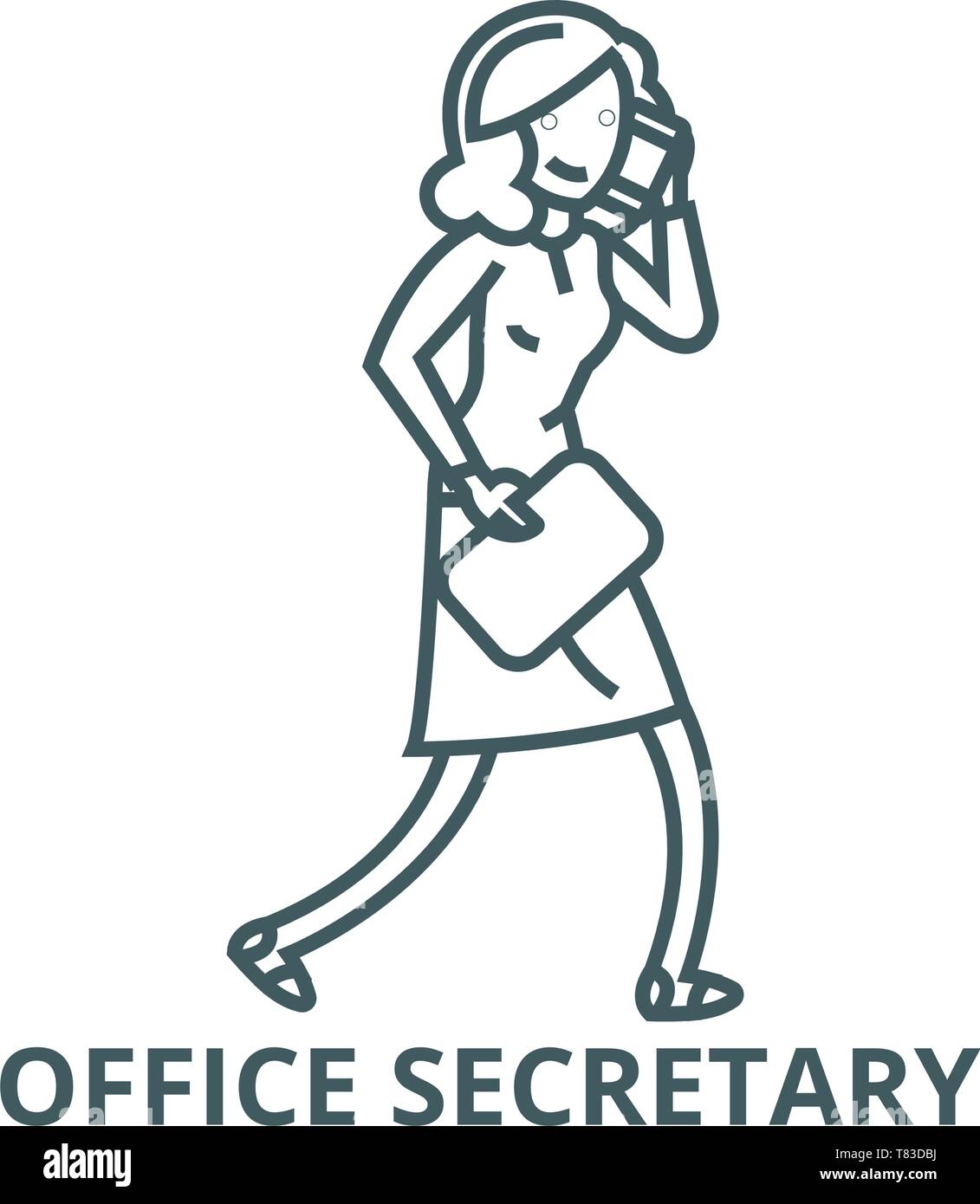 Office secretary vector line icon, linear concept, outline sign, symbol ...
