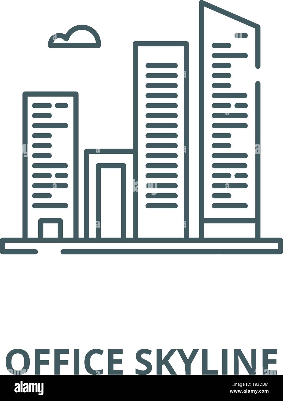 Office skyline vector line icon, linear concept, outline sign, symbol ...