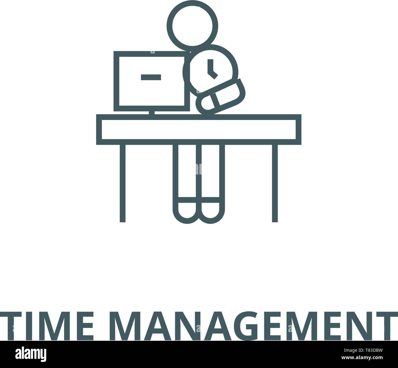 Office time management vector line icon, linear concept, outline sign ...