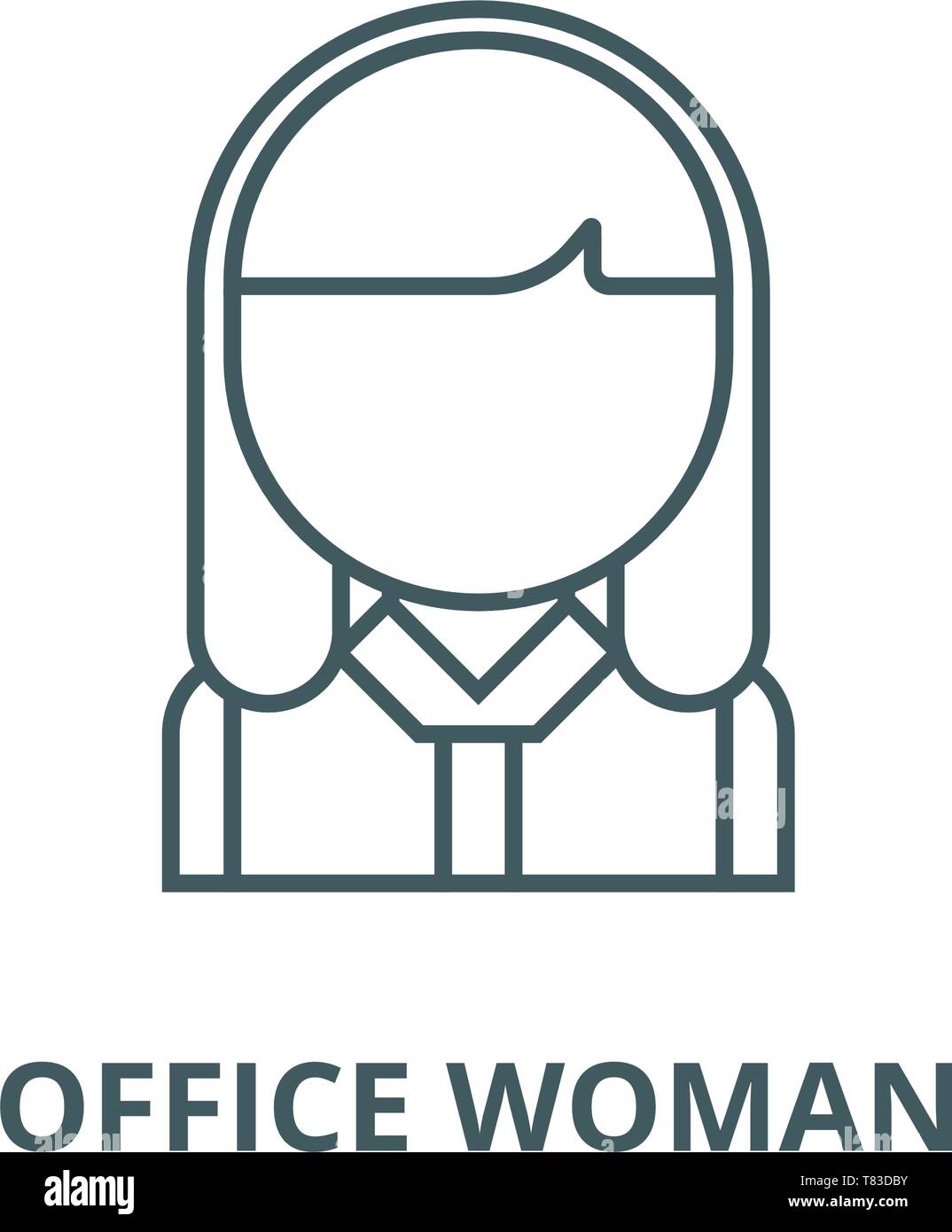 Office woman vector line icon, linear concept, outline sign, symbol ...