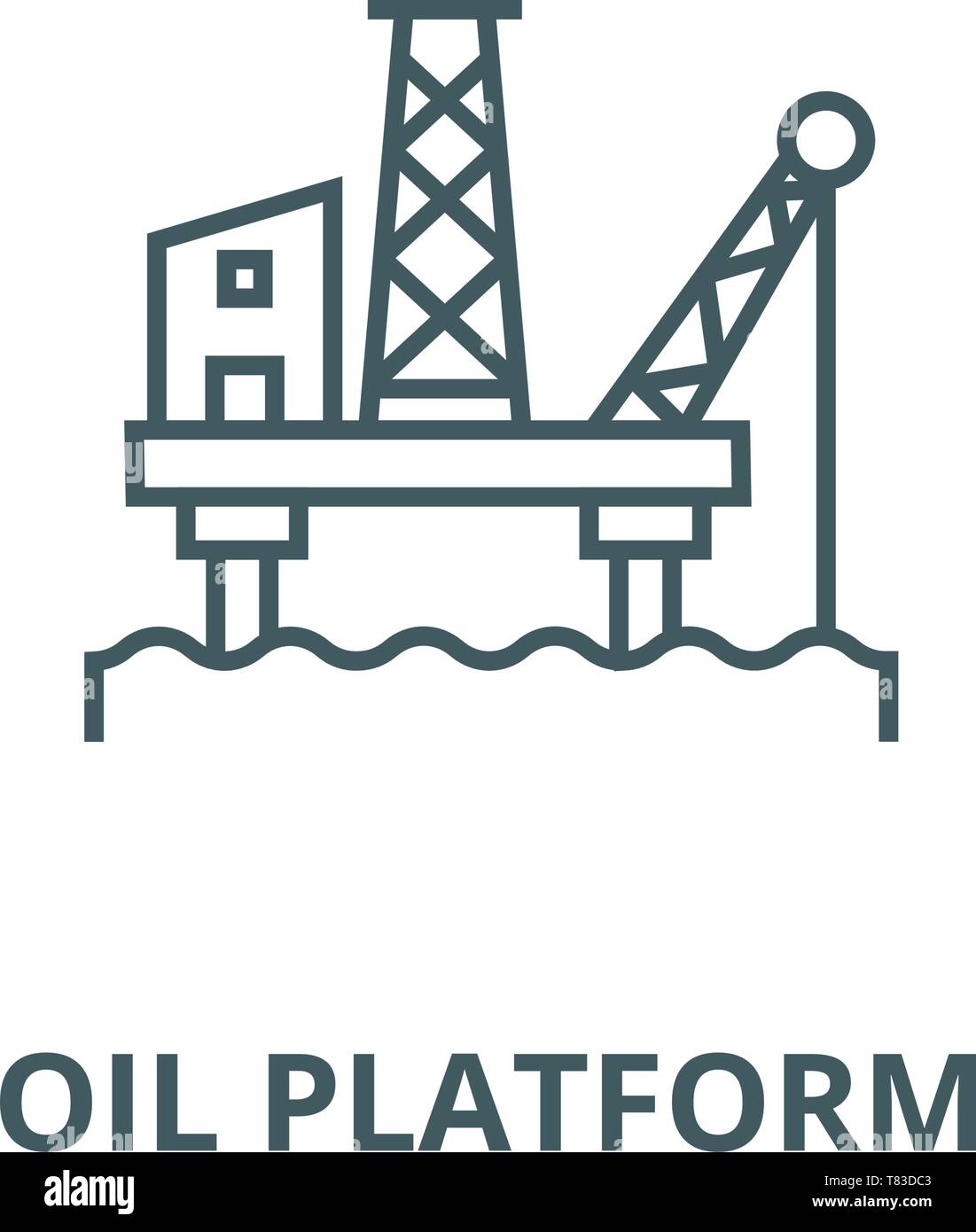Oil platform vector line icon, linear concept, outline sign, symbol ...