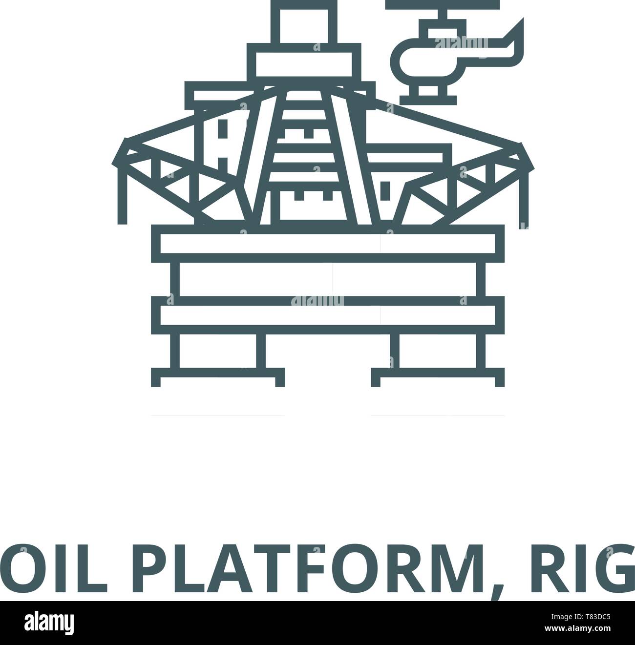 Oil platform, rig vector line icon, linear concept, outline sign ...
