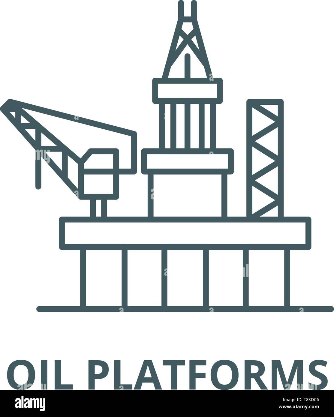 Oil platforms vector line icon, linear concept, outline sign, symbol ...