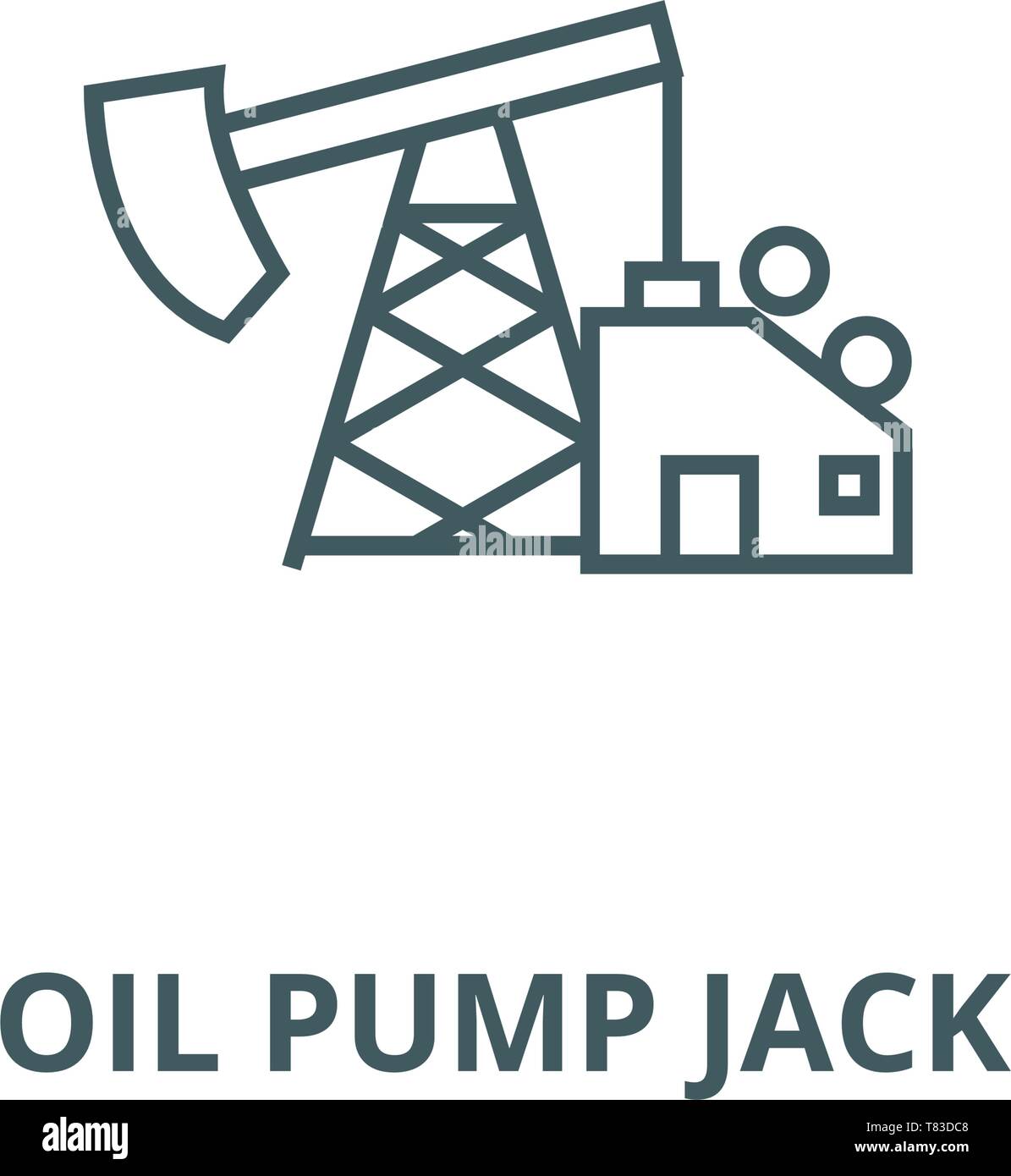 Oil pump jack vector line icon, linear concept, outline sign, symbol ...