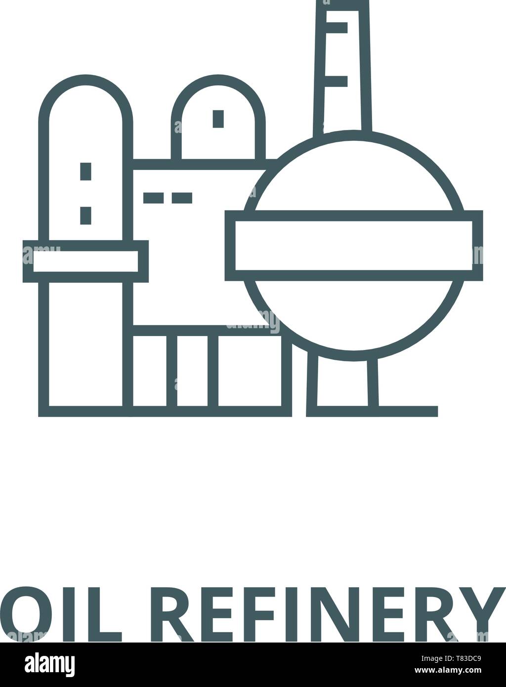 Oil refinery vector line icon, linear concept, outline sign, symbol ...
