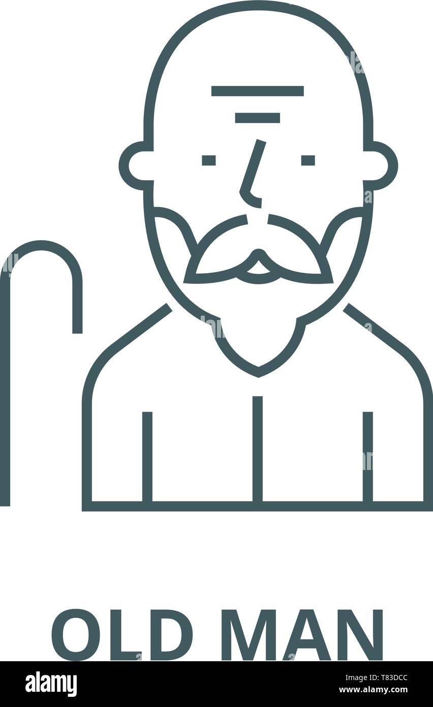 Old man vector line icon, linear concept, outline sign, symbol Stock ...