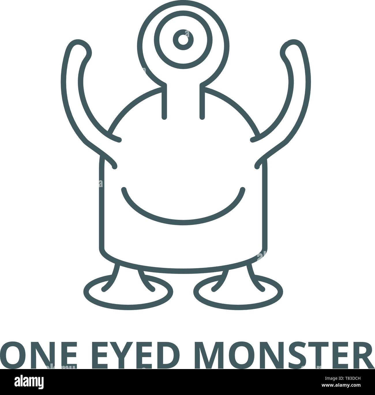 One eyed monster vector line icon, linear concept, outline sign, symbol ...