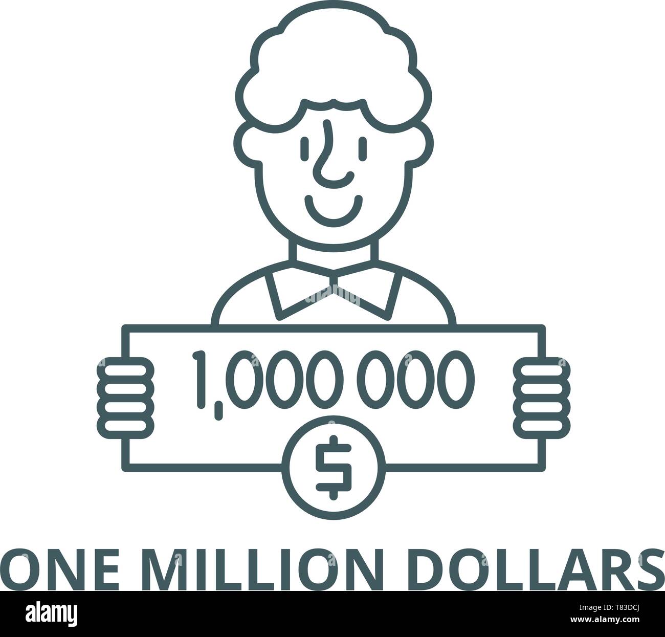 One million dollars vector line icon, linear concept, outline sign ...