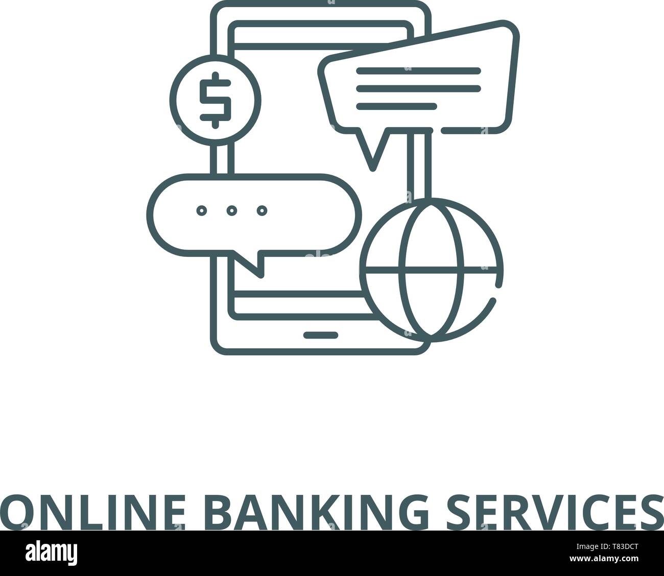 Online banking services vector line icon, linear concept, outline sign ...