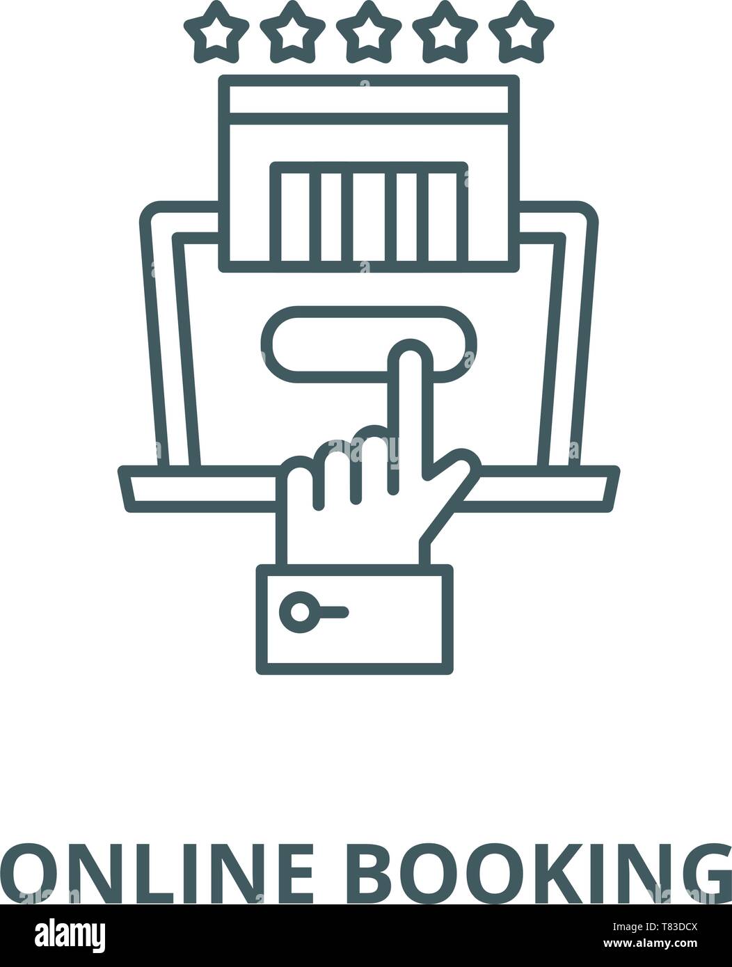 Online booking vector line icon, linear concept, outline sign, symbol ...