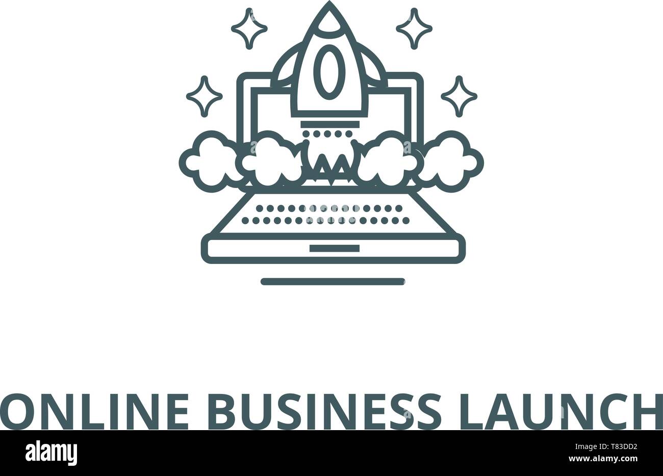 Online business launch vector line icon, linear concept, outline sign ...
