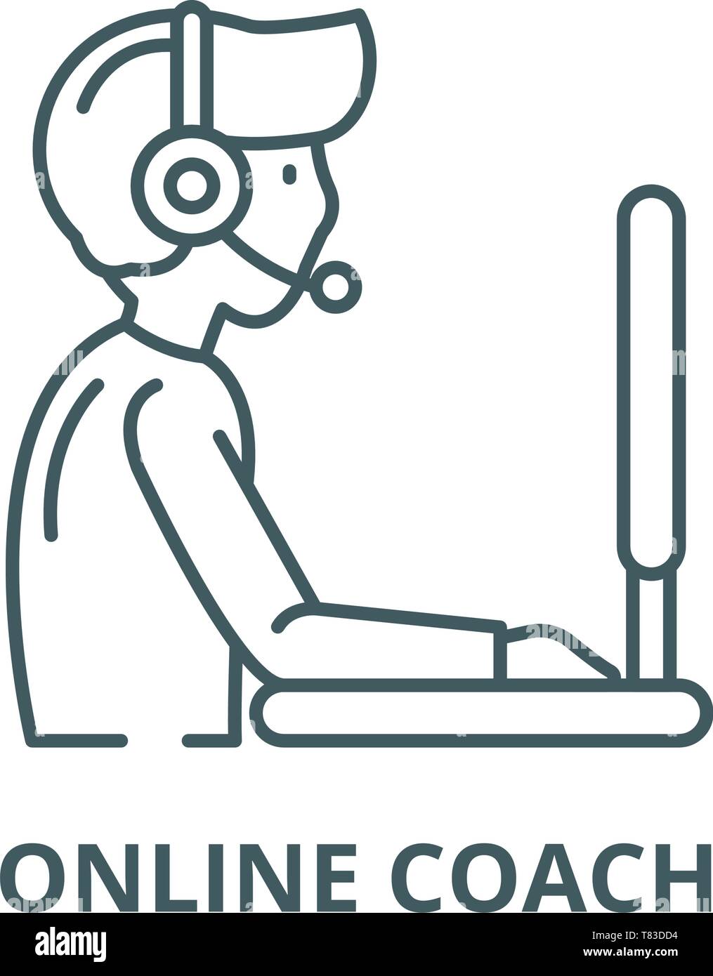 Online coach vector line icon, linear concept, outline sign, symbol ...