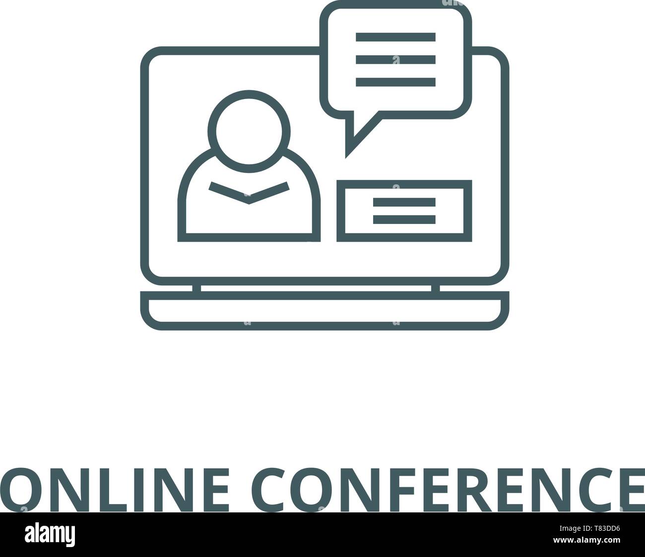 Online conference vector line icon, linear concept, outline sign ...