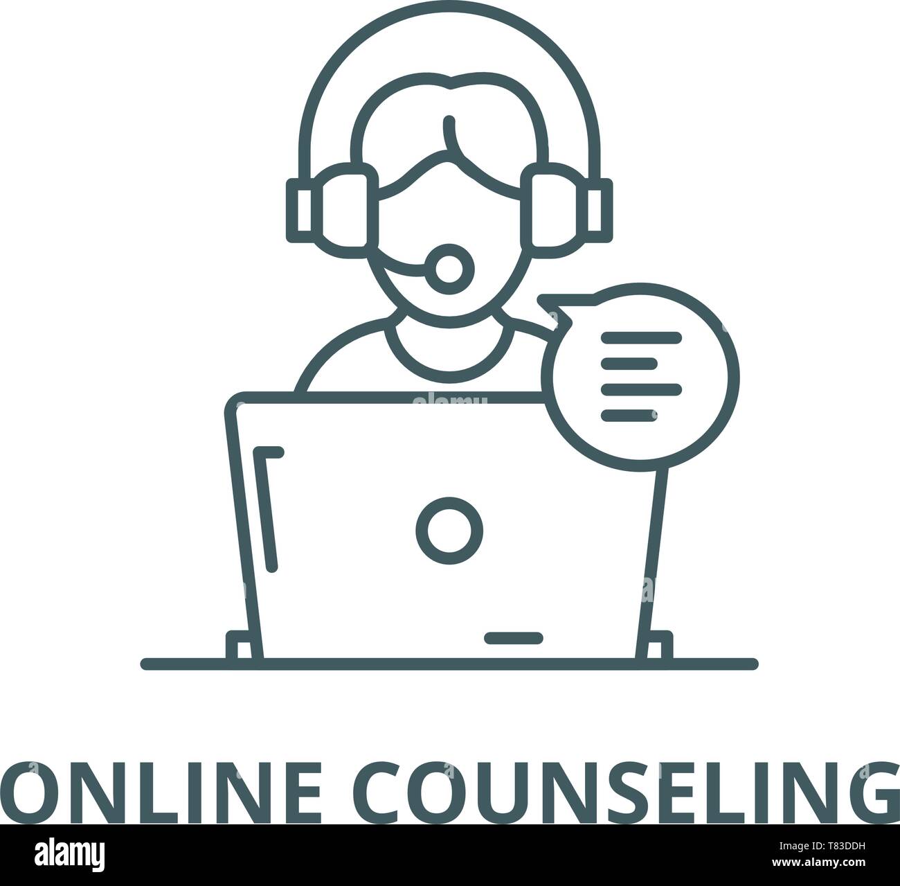 Online counseling vector line icon, linear concept, outline sign ...