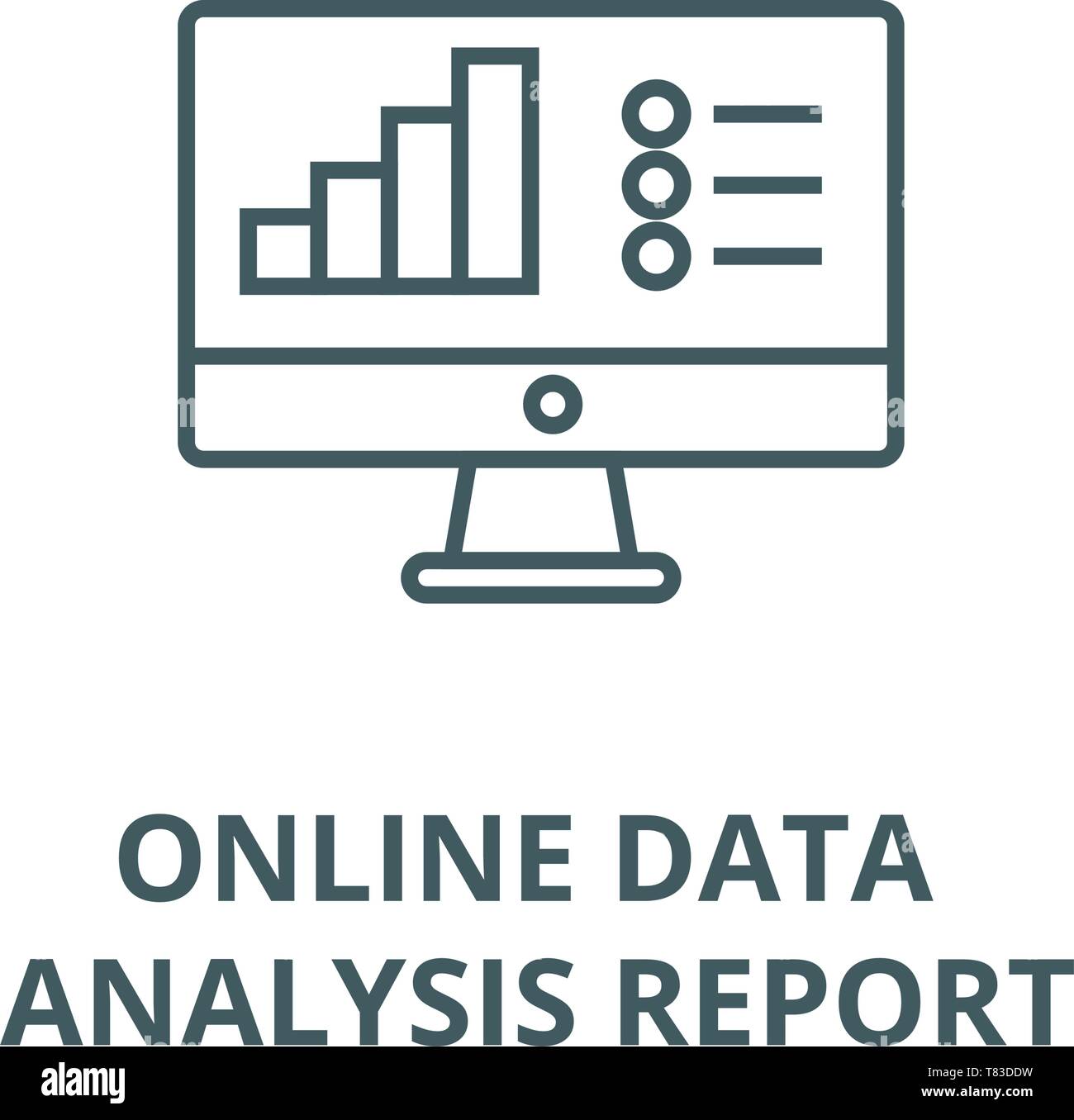 Online data analysis report vector line icon, linear concept, outline ...