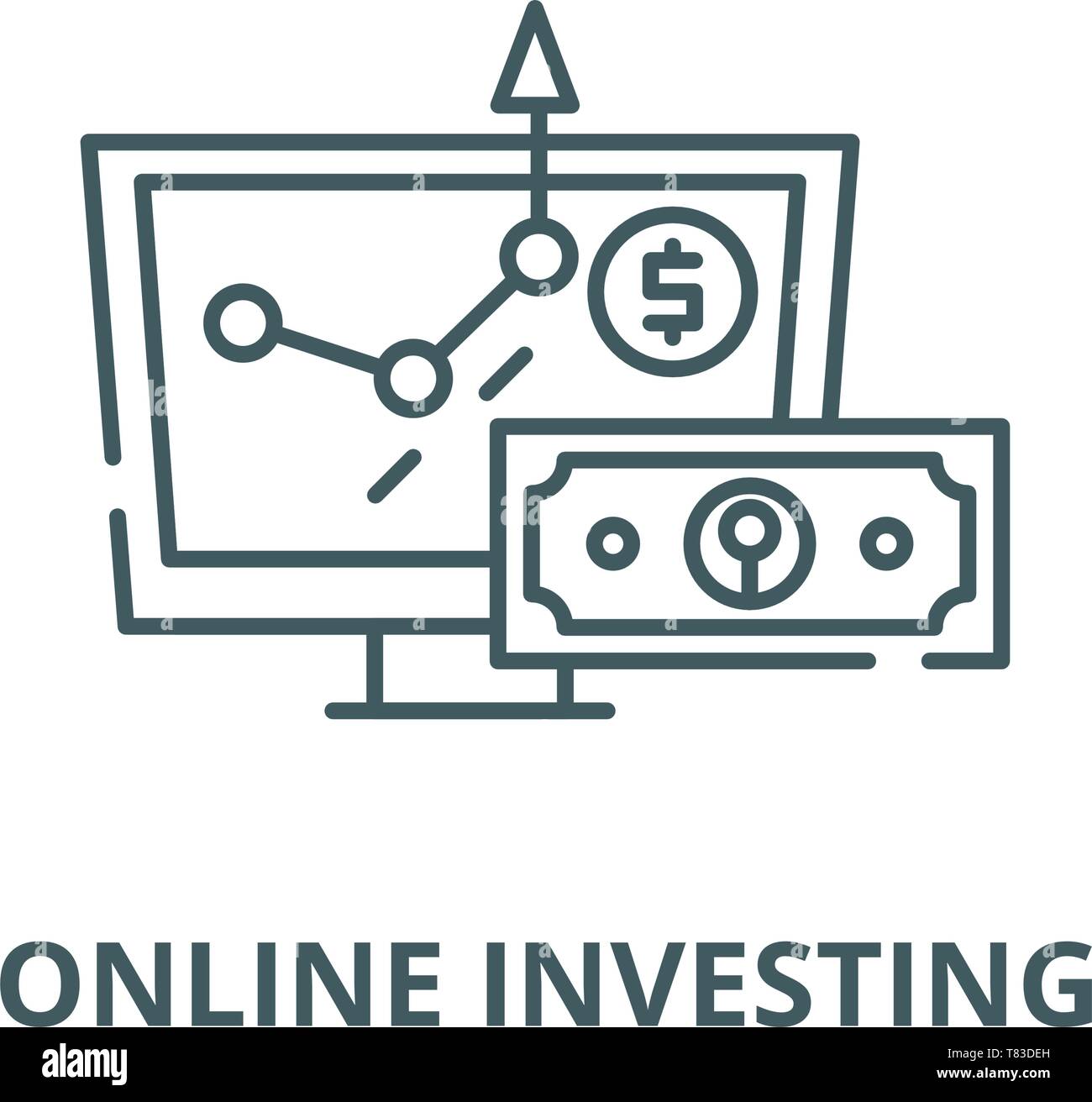Online investing vector line icon, linear concept, outline sign, symbol ...