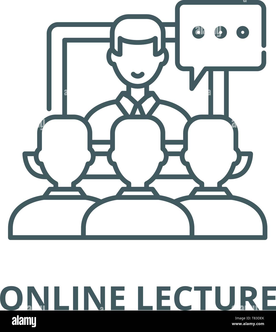 Online lecture vector line icon, linear concept, outline sign, symbol ...