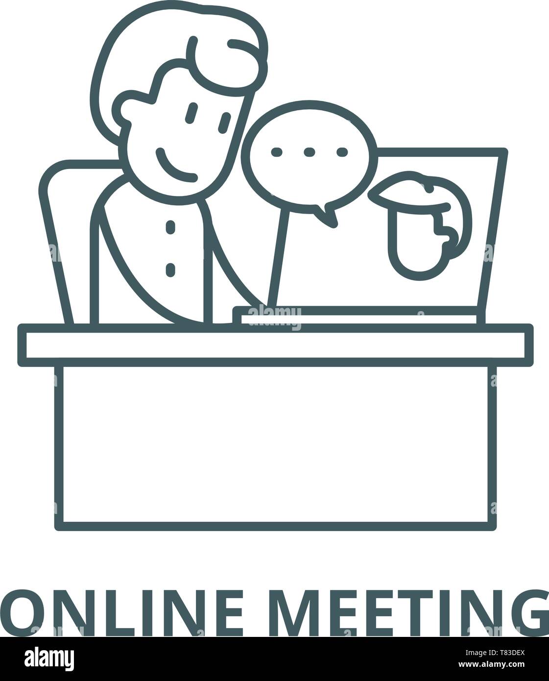 Online meeting vector line icon, linear concept, outline sign, symbol ...