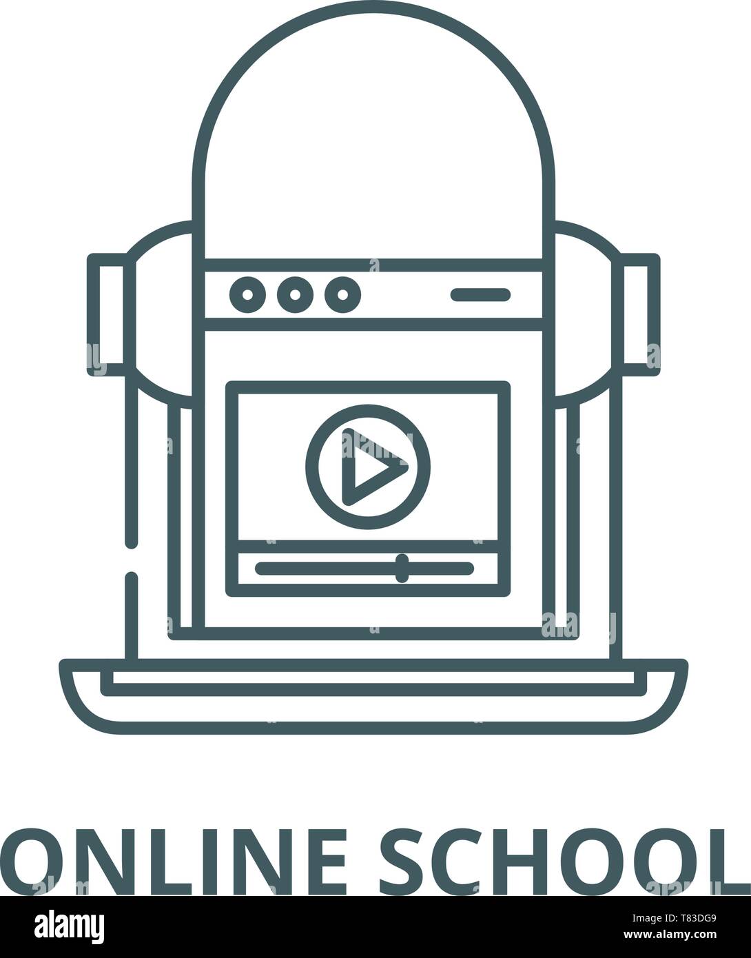 Online school vector line icon, linear concept, outline sign, symbol ...