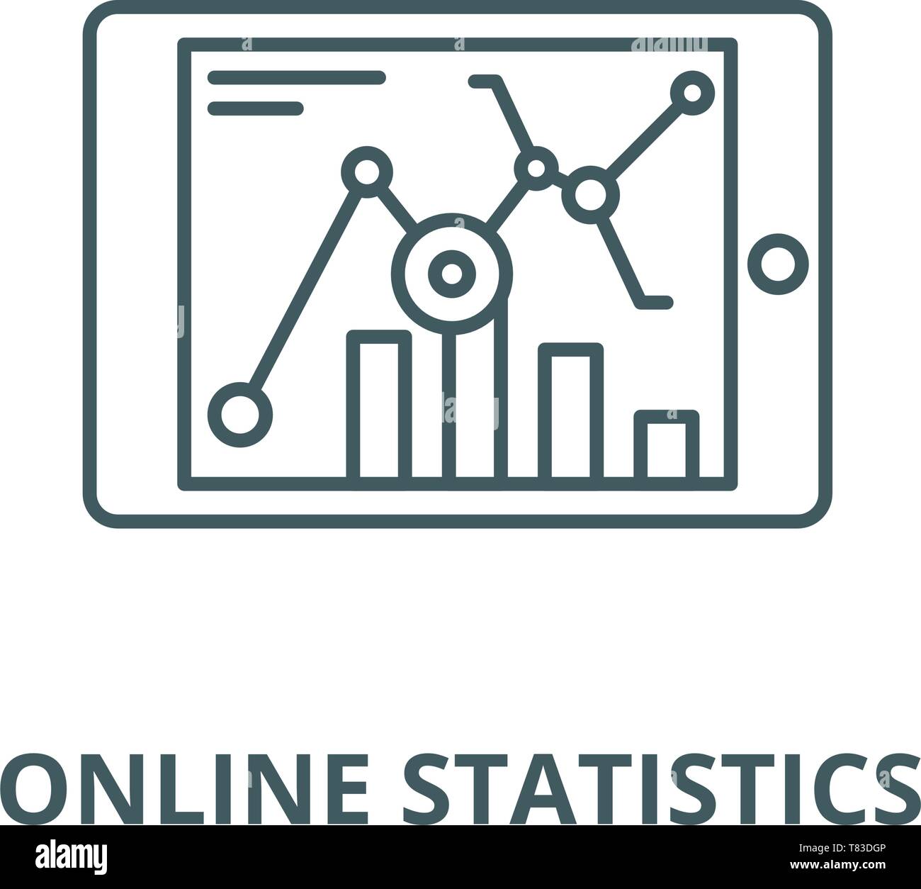 Online statistics vector line icon, linear concept, outline sign ...