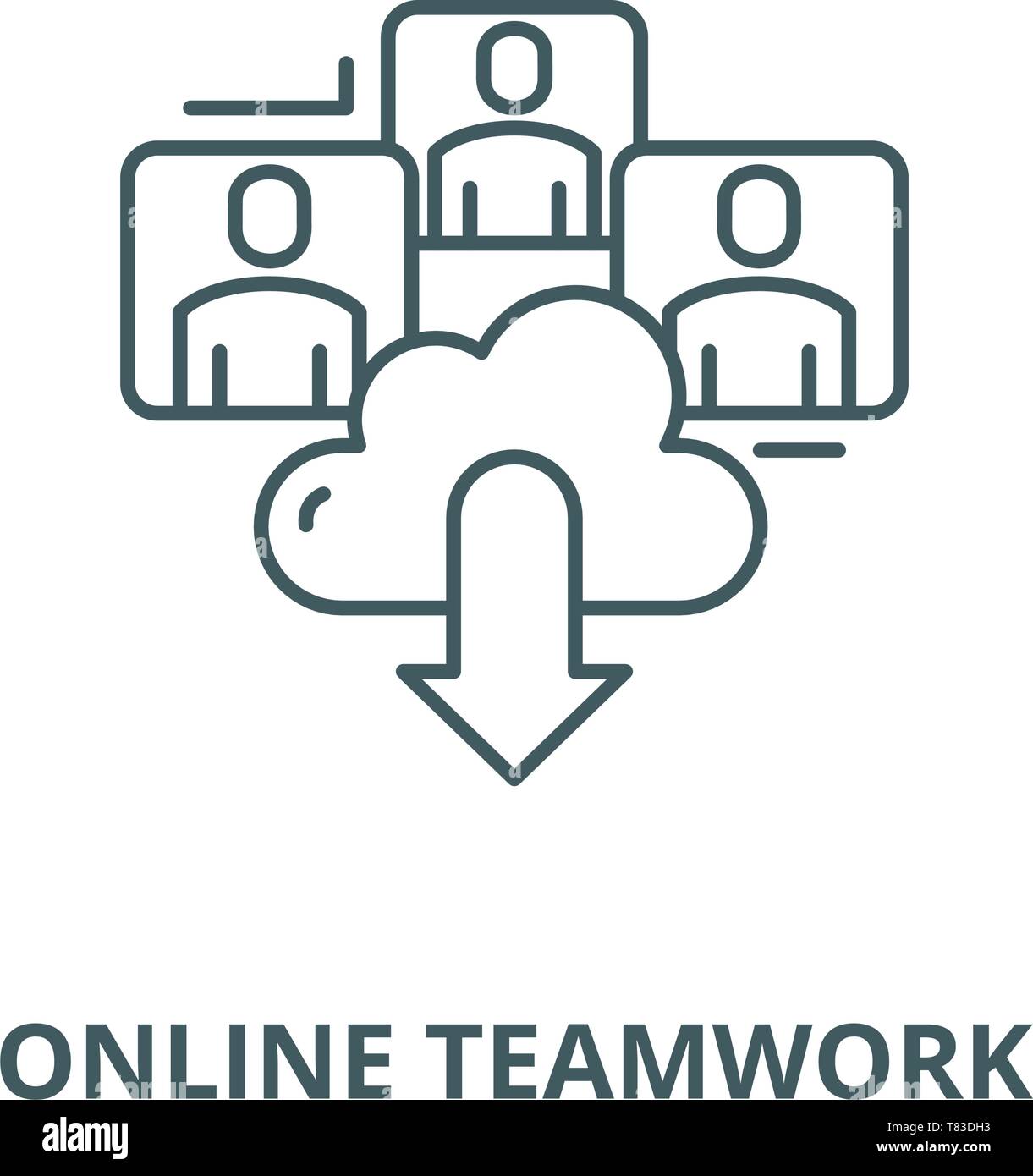 Online teamwork vector line icon, linear concept, outline sign, symbol ...