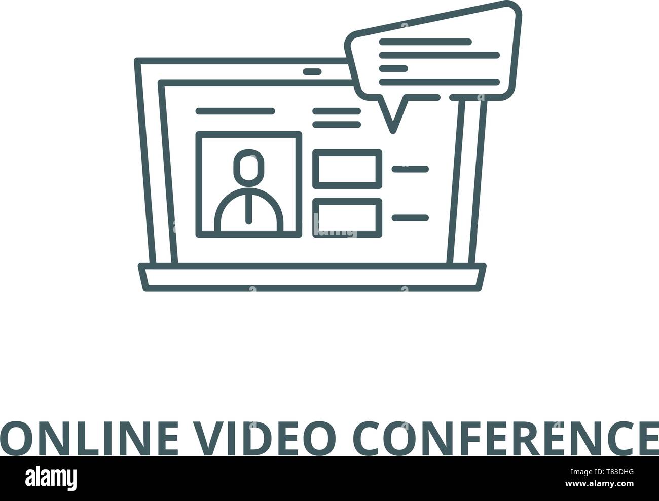 Online video conference vector line icon, linear concept, outline sign ...
