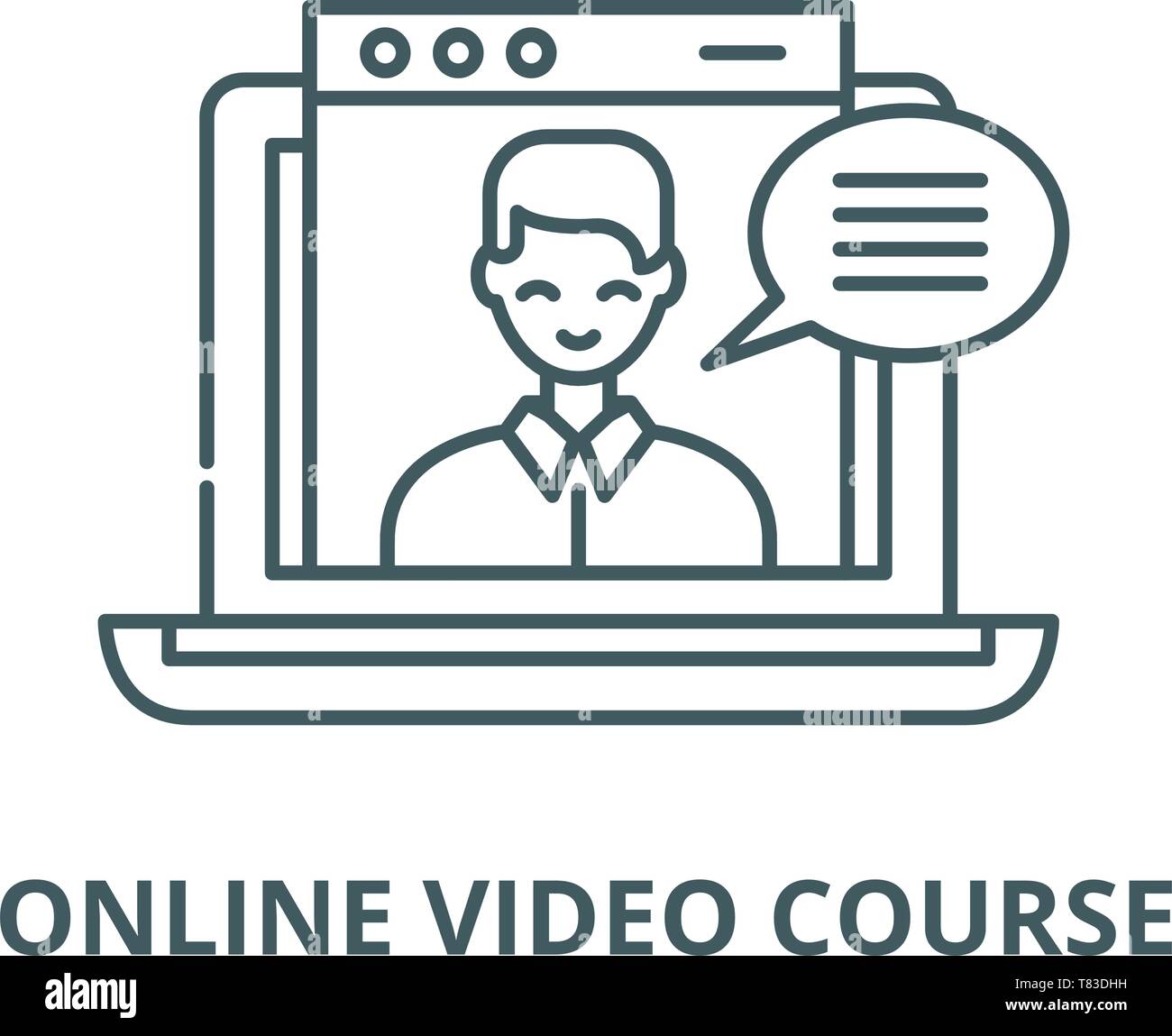 Online video course vector line icon, linear concept, outline sign ...