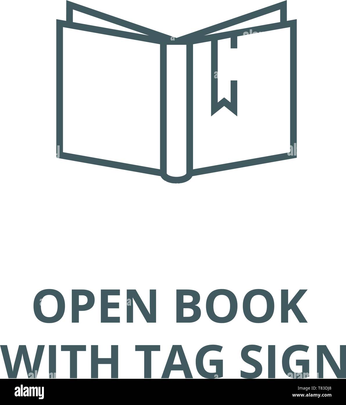 Open book with tag sign vector line icon, linear concept, outline sign ...