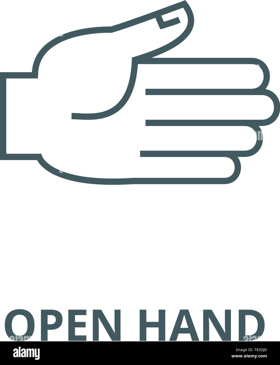 Open hand vector line icon, linear concept, outline sign, symbol Stock ...