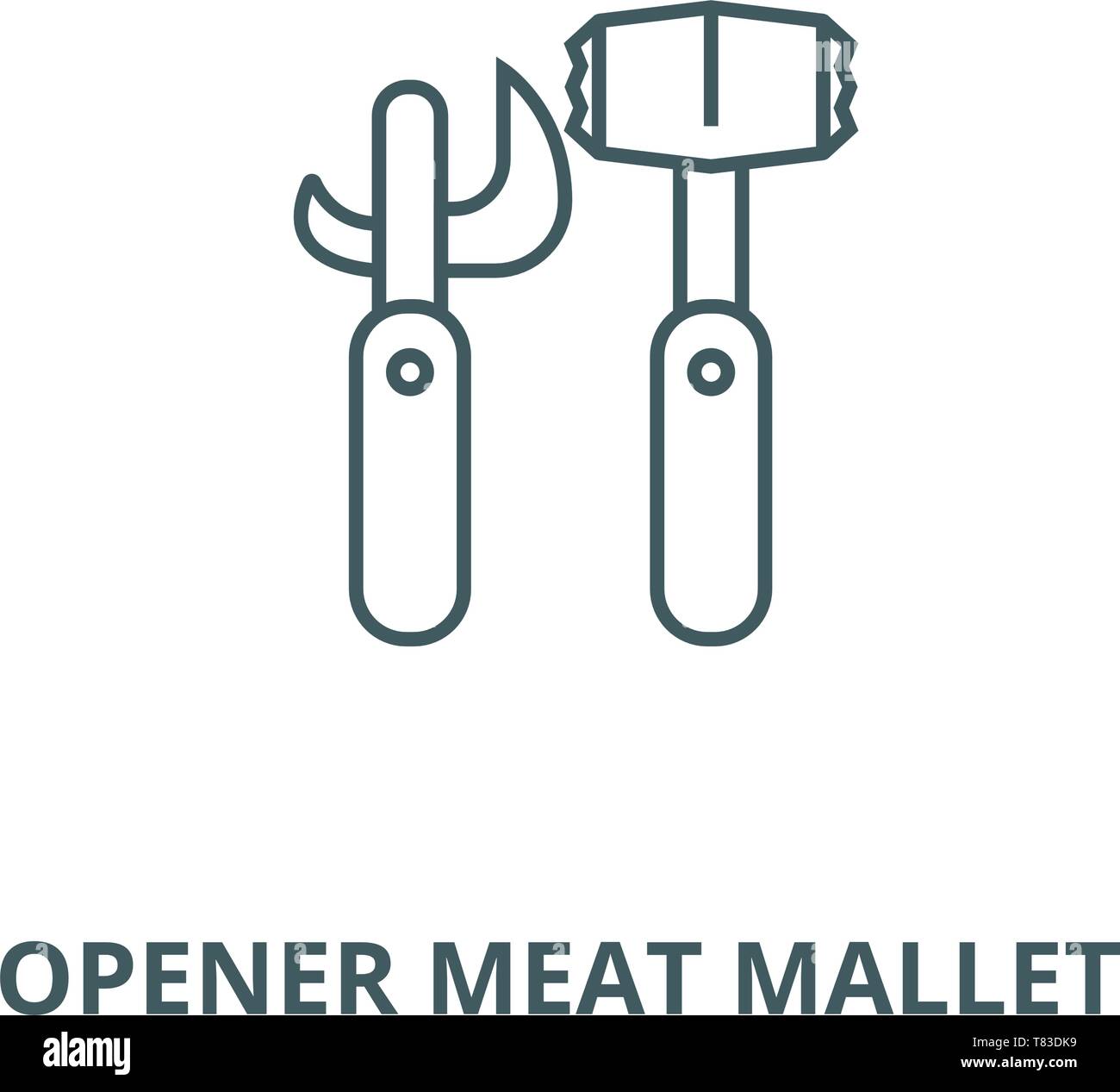 Opener meat mallet vector line icon, linear concept, outline sign ...