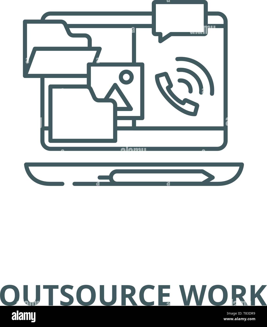 Outsource work vector line icon, linear concept, outline sign, symbol ...