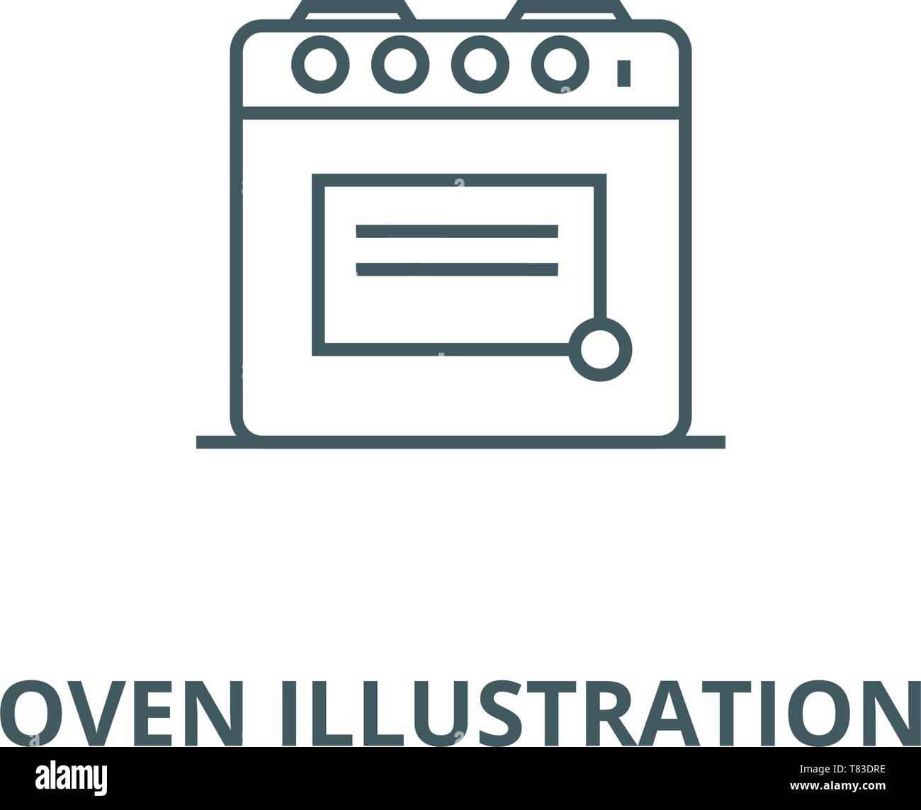 Oven illustration vector line icon, linear concept, outline sign ...