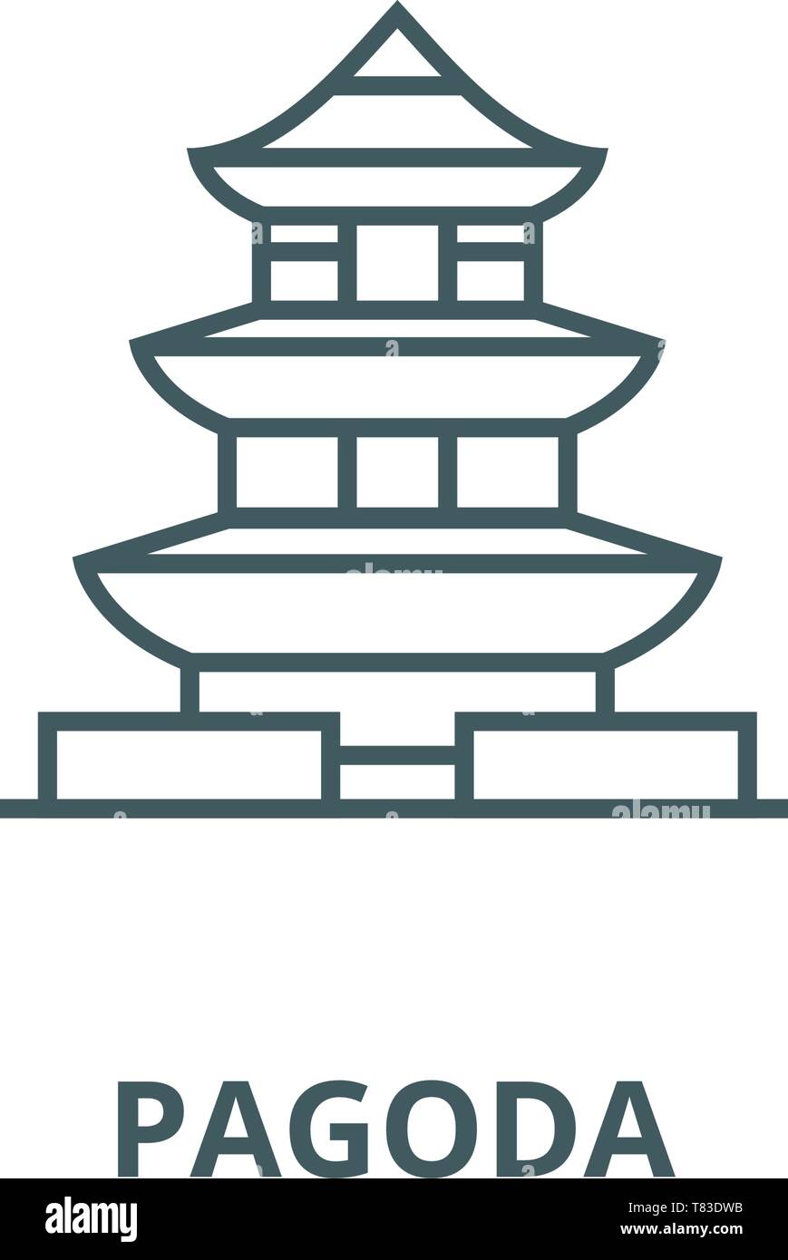 Pagoda,japan vector line icon, linear concept, outline sign, symbol ...