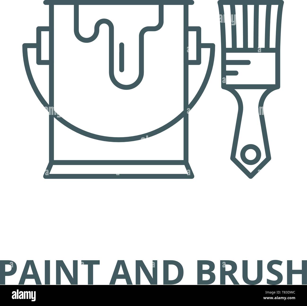 Paint and brush vector line icon, linear concept, outline sign, symbol ...