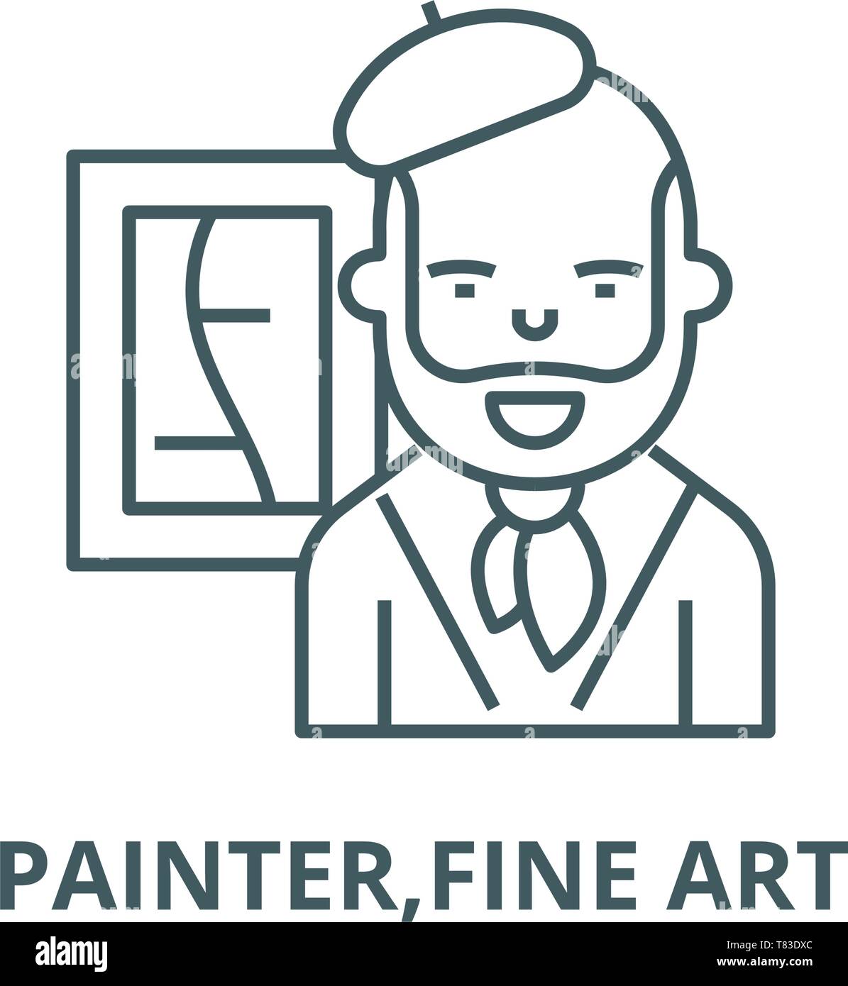 Painter,fine art vector line icon, linear concept, outline sign, symbol ...