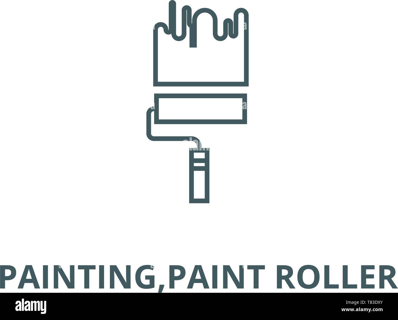 Painting,paint roller vector line icon, linear concept, outline sign ...