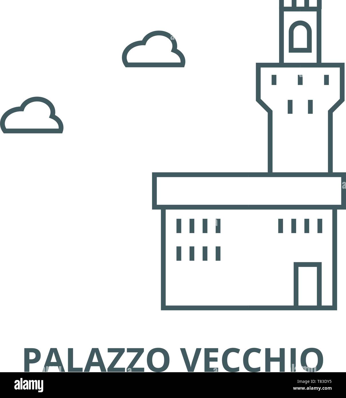 Palazzo vecchio vector line icon, linear concept, outline sign, symbol ...