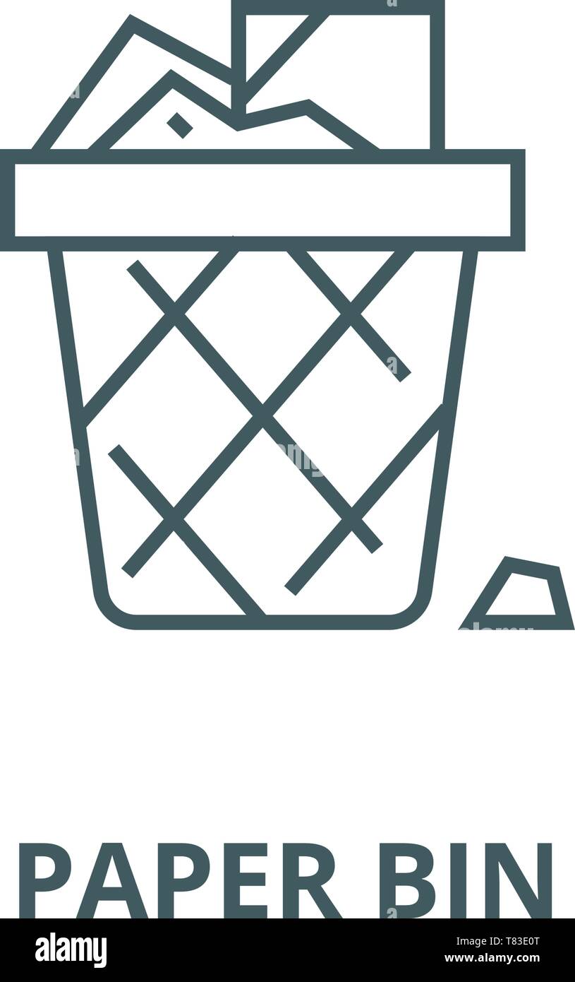 Paper bin,office garbage vector line icon, linear concept, outline sign ...
