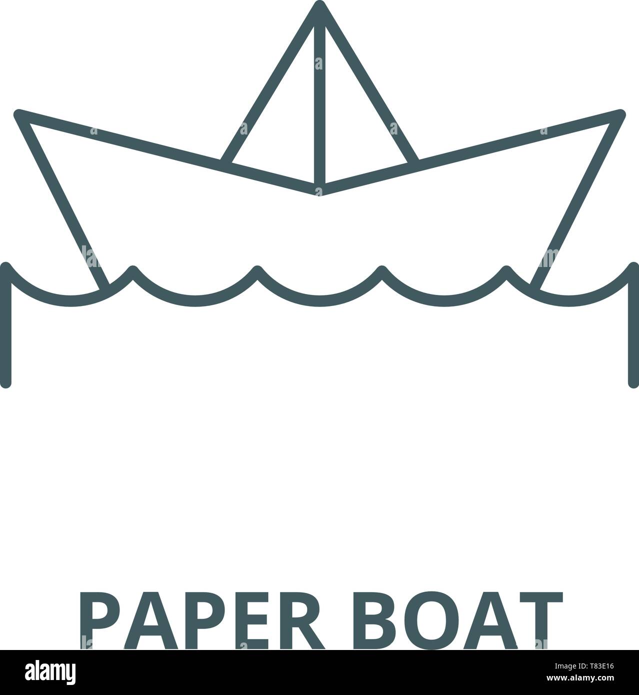Paper boat vector line icon, linear concept, outline sign, symbol Stock ...